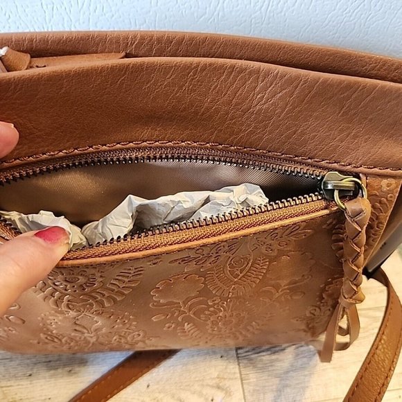 The Sak | Bags | The Sak Brown Tan Leather Crossbody Bag Purse Embossed ...